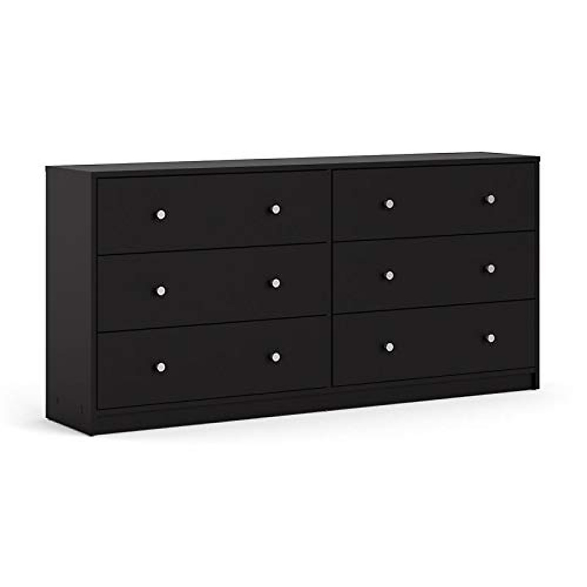 Home Square 3 Piece Bedroom Set with 6-Drawer Double Dresser and Two of 1-Drawer Nightstand in Black