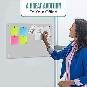 Houseables Magnetic Board, Magnet Display, Bulletin Panel, Grey, 17.5" Wide x 12" High, Small, Metal, Steel Sheet, Heavy Duty, Decorative Memo, Dry Erase, for Wall, Refrigerator, Writing, Kids