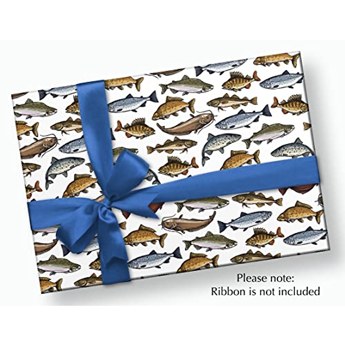 Stesha Party Fishing Gift Wrap Fish Wrapping Paper Men - Folded Flat 30 x 20 Inch - 3 Sheets
