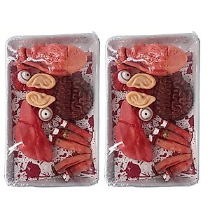 Veemoon 1 Bag 2 Halloween Body Organ Props, Organs Broken Body Parts for Haunted House Decorations Halloween Party Indoor Outdoor Decoration (Assorted Color)