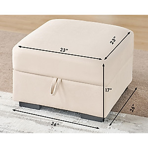 AMERLIFE Modern Sofa,Comfy Sofa Ottoman with Slope Armrests, Comfy Sofa Couch for Living Room, Apartment, Lounge Room (Beige)