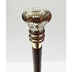 RS Enterprises Antique Nautical Vintage Style Designer Brass Handle Brawn Wooden Walking Stick Cane