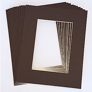 topseller100, Pack of 10 BROWN 11x14 Picture Mats Matting with White Core Bevel Cut for 8x10 Pictures