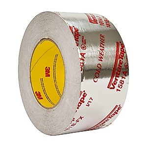 3M Venture Tape UL181A-P Aluminum Foil Tape 1581A, Rigid and Flexible Duct Seaming, Durable, Cold Weather Adhesion, 3.89 in x 60 yd, 2 mil