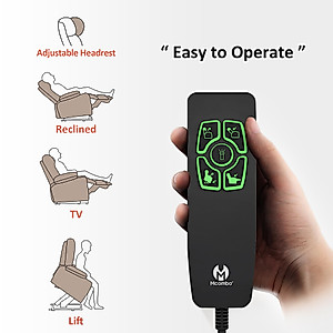 MCombo Small Size Electric Power Lift Recliner Chair Sofa with Massage and Dual Heating, Adjustable Headrest for Elderly People Petite, USB Ports, Faux Leather 7111 (Blue)