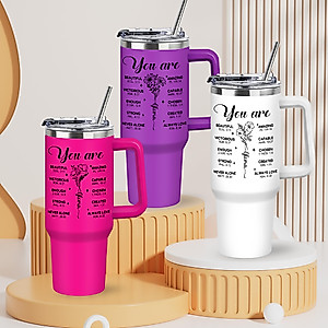 BMYDIY Personalized 40 Oz Christian Tumbler, Inspirational Spiritual Jesus Faith Religiou Gifts for Women, Custom Extra Large Stainless Steel Insulated Cup/Coffee Mug/Travel Mug with Name Birth Flower