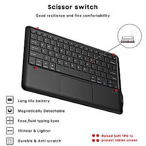 DOMEUN Galaxy Tab S7 FE/S7 Plus/S8 Plus Case with Keyboard 12.4 inch - Smart Detachable Wireless Touchpad Keyboard Cases with S Pen Holder for Samsung Galaxy Tab S8+ 2022/S7 FE 2021/S7+ 2020