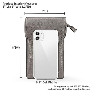 befen Silver Cell Phone Crossbody Wallet Purse, Women Small Leather Crossbody Bag (Metallic Bronze Pewter)