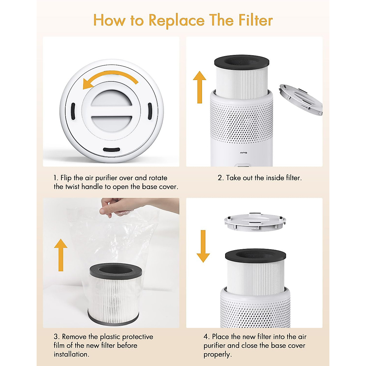Air Purifier B-D02U Replacement Filter, VEWIOR H13 True HEPA Air Cleaner Filter (Special for B-D02U Air Purifier)