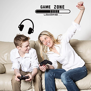 Gamer Sticker, Eat Sleep Game Wall Decal,Gamer with Controller Wall Decal, Game Zone, Video Game, Wall Stickers Mural for Home, Playroom Bedroom Decoration (Black)