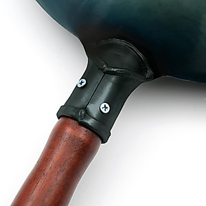 welsteepse Carbon Steel Wok Traditional Hand Hammered Wok,14 Inch,Round Bottom(Roasted Blue)