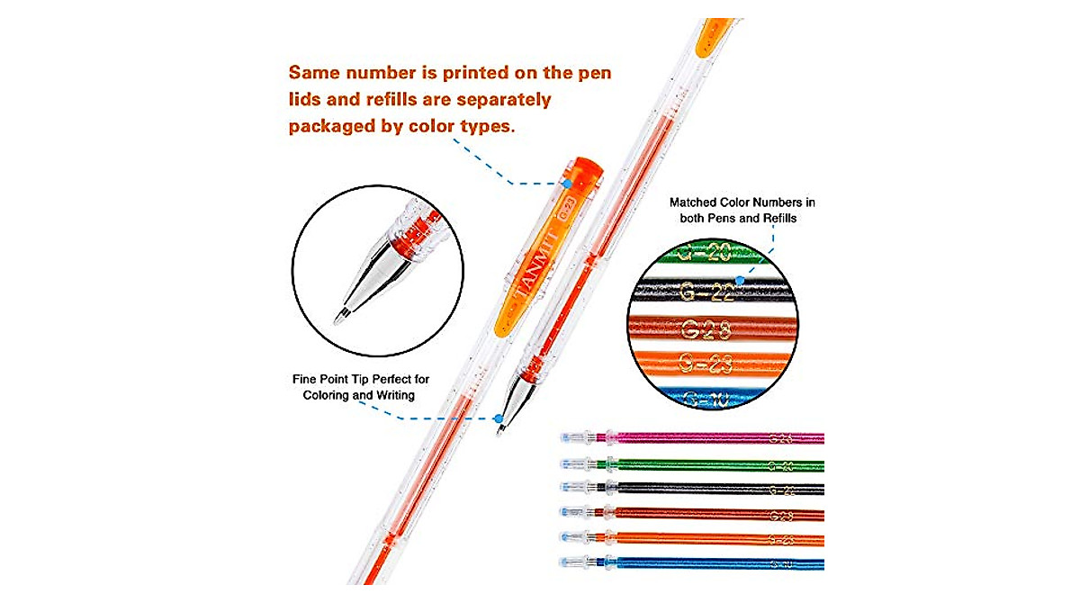 Tanmit Gel Pen Set - 120 Vibrant Gel Pens & 120 Refills for Art & Coloring