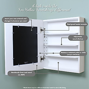 Fox Hollow Furnishings Wall Mount Mirrored Medicine Cabinet (16 7/8" x 19 7/8") (Shaker White)