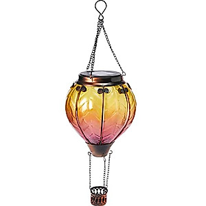 Hot Air Balloon Solar Lantern with Flickering Flame Hanging Solar Lights Outdoor Waterproof Lanterns for Garden Patio Yard Party Decoration