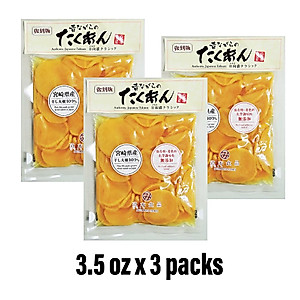 Pickled daikon radish, MSG free, Soy souce flavor, Authentic Japanese Takuan, 3.5oz x 3packs, Vegan, Product of Japan