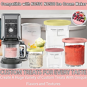 4 Pack Creami Pints and Lids for Ninja, for NC501 NC500 Creamy Icecream Containers Cups Jars Tubs Canisters Set, Smoothie Pot Compatible with NC501 NC500 Series Creamer Ice Cream Maker Machinease.