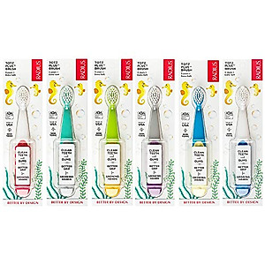 RADIUS Totz Plus Brush Kids Toothbrush Silky Soft BPA Free ADA Accepted Designed for Delicate Teeth & Gums for Children 3 Years & Up - Assorted - Pack of 6