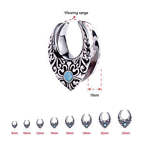 ERKUOO Piercing Jewelry 2PCS Floral Saddle Tunnels Plugs, Hypoallergenic 316L Stainless Steel, 0g(8mm)