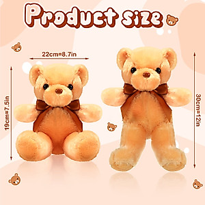 HyDren 6 Pcs Bears Bulk Stuffed Animal Small Bears Baby Shower Bears Plush Toys Employee Appreciation Easter Graduation Gifts(Brown, Short Plush)