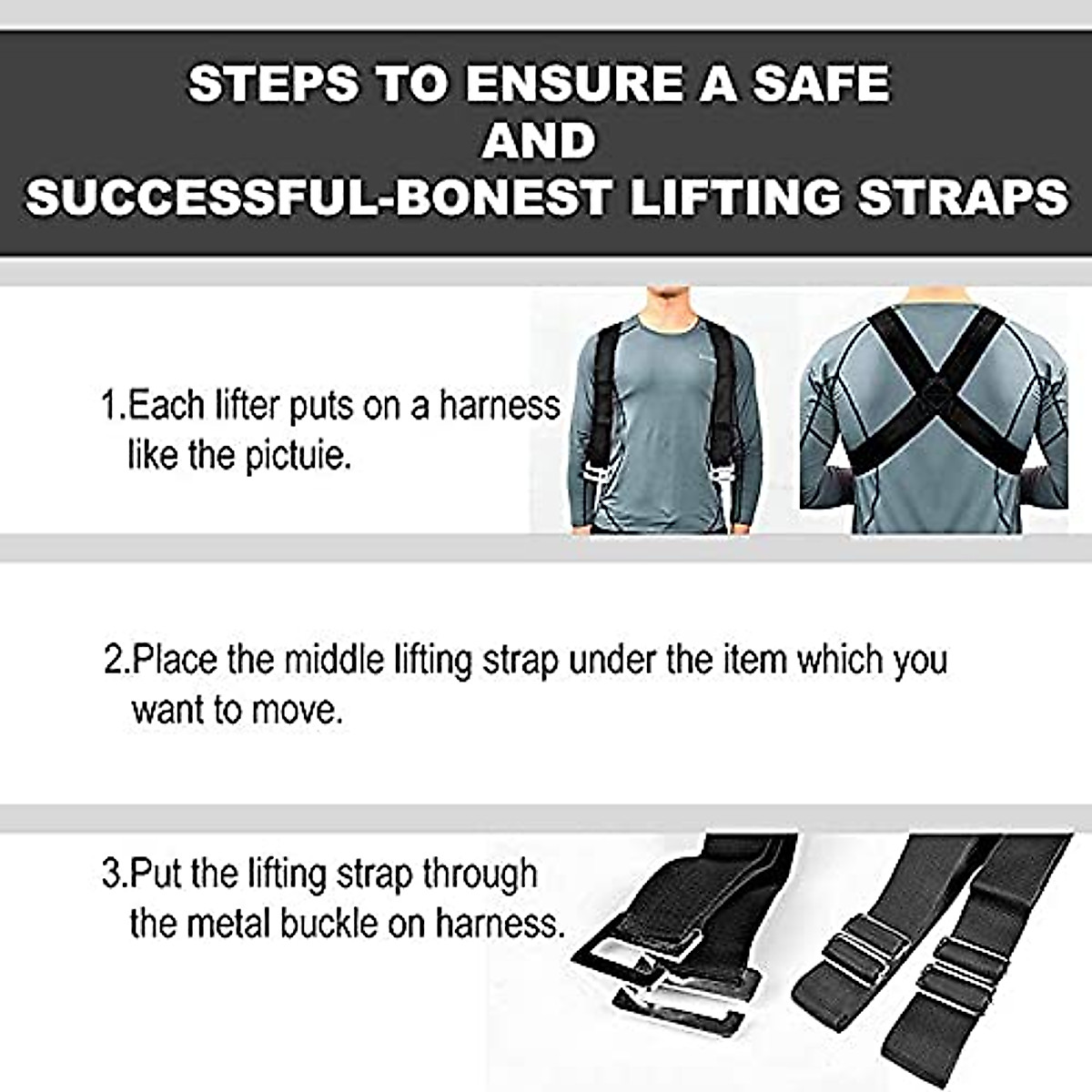 Furniture Moving Straps Furniture Dolly Moving Supplies Lifting Straps for Furniture, 2-Person Shoulder Lifting with 2 Pairs Gloves, Heavy Objects up to 800lbs, Black