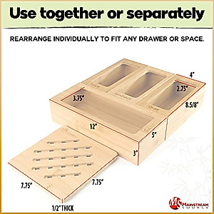Mainstream Source® Bamboo Zip Bag Organizer Set – Baggie Organizer Set for Snacks and Sandwiches, Holds Quart & Gallon Ziplock Bags, Includes Bamboo Trivet