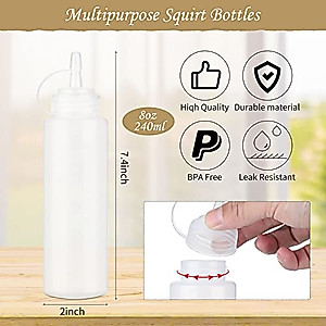 24 Pcs 8 oz Plastic Condiment Squeeze Bottles Squeeze Leak Proof Multipurpose Squirt Bottles with Twist Top Cap for Sauces Ketchup BBQ Syrup Dressings Paint Grilling Crafts Olive Oil Arts, Clear