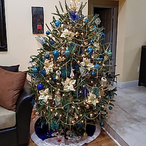 Crazy Night 12Pcs 8.7inch Gold Glitter Poinsettia Artificial Flowers,Christmas Tree Decorations,Wedding Xmas New Year Wreath Ornaments