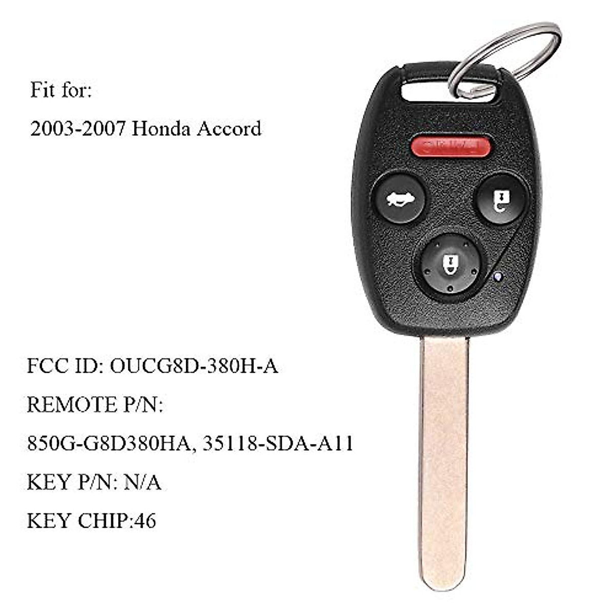 BESTHA 2 Key Fob Replacement KR55WK49308 for Honda Accord 2008 2009 2010 2011 2012 Pilot 2009 2010 2011 2012 2013 2014 2015 Keyless Entry Remote Uncut Head Control
