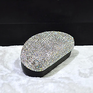 XianghuangTechnology Hard Shell Sunglasses Case,Bling Crystal Rhinestone Large Eyeglass Case Fits Most Sunglasses (White)