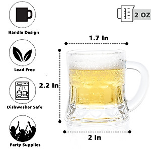 JUXINGDAZYF Mini Beer Mug Shot Glasses, Mini Beer Shot Glasses Set of 24, 2 Oz Mini Beer Mugs with Handles, Mini Glass Mugs for Beer, Whiskey, Tequila, Vodka