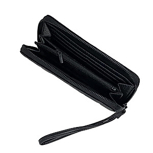 Steve Madden LARGE ZIP AROUND Wristlet Wallet (BLK MULTI LOGO)
