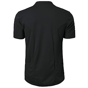 TAPULCO Mountain Bike Shirts for Men, Quick Dry Tech 1/4 Zip Pullover 2 Rear Pockets Moisture Wicking Breathable Sport Shirt Black Large