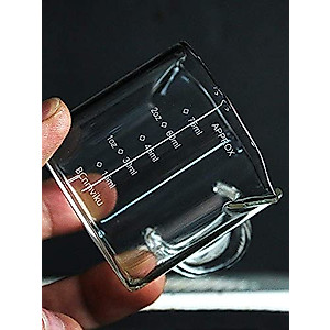 BCnmviku 2 Pack Double Spouts Measuring Triple Pitcher Milk Cup 75ML Espresso Shot Glasses Parts Clear Glass