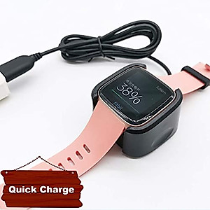 2PACK Charging Dock Compatible with Fitbit Versa/Lite/SE,(not for Versa 2) Charger, Charging Dock Cord Stand and Screen Protectors for Smart Watch