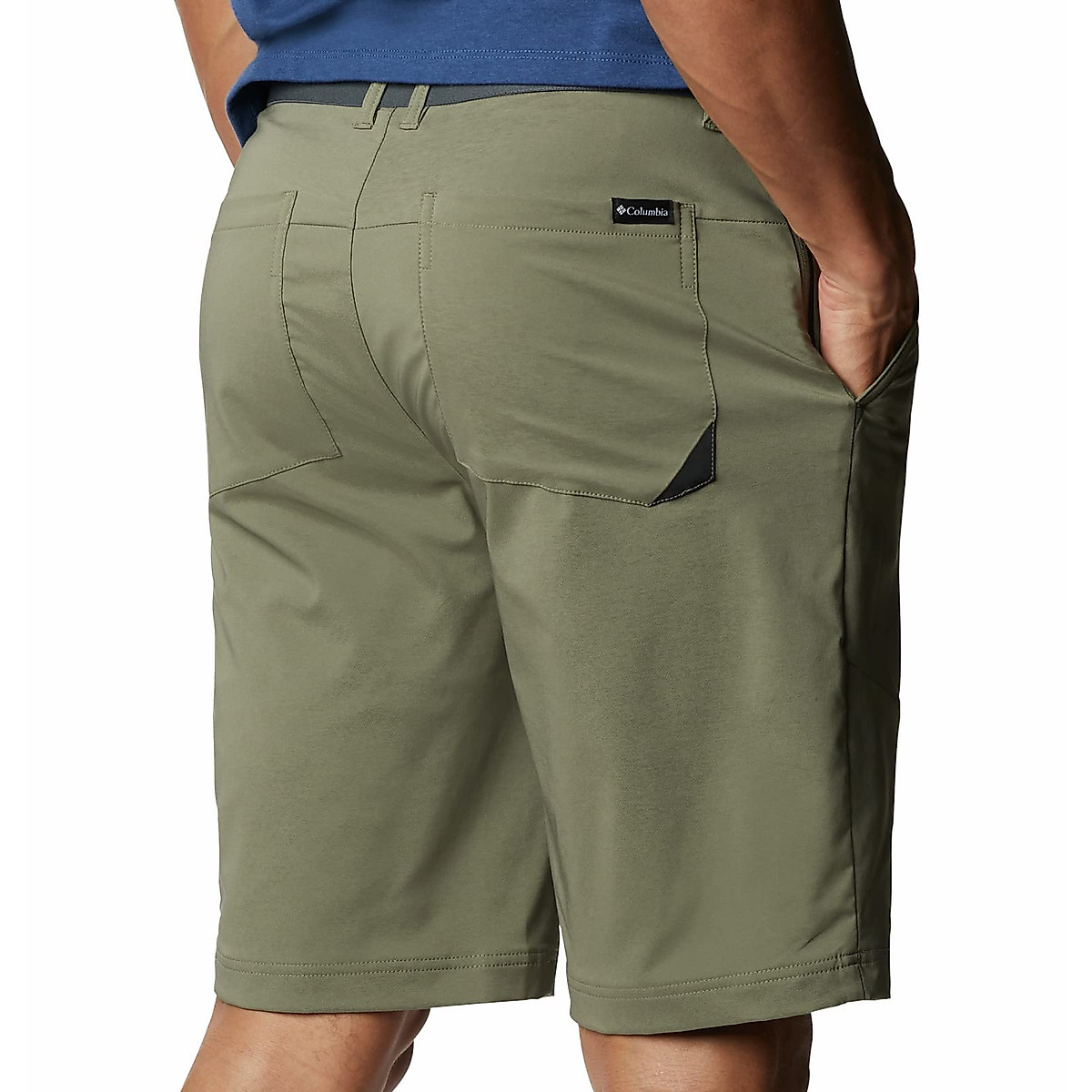 Columbia Men's Tech Trail Short, Stain Resistant, Sun Protection, Stone Green, 30