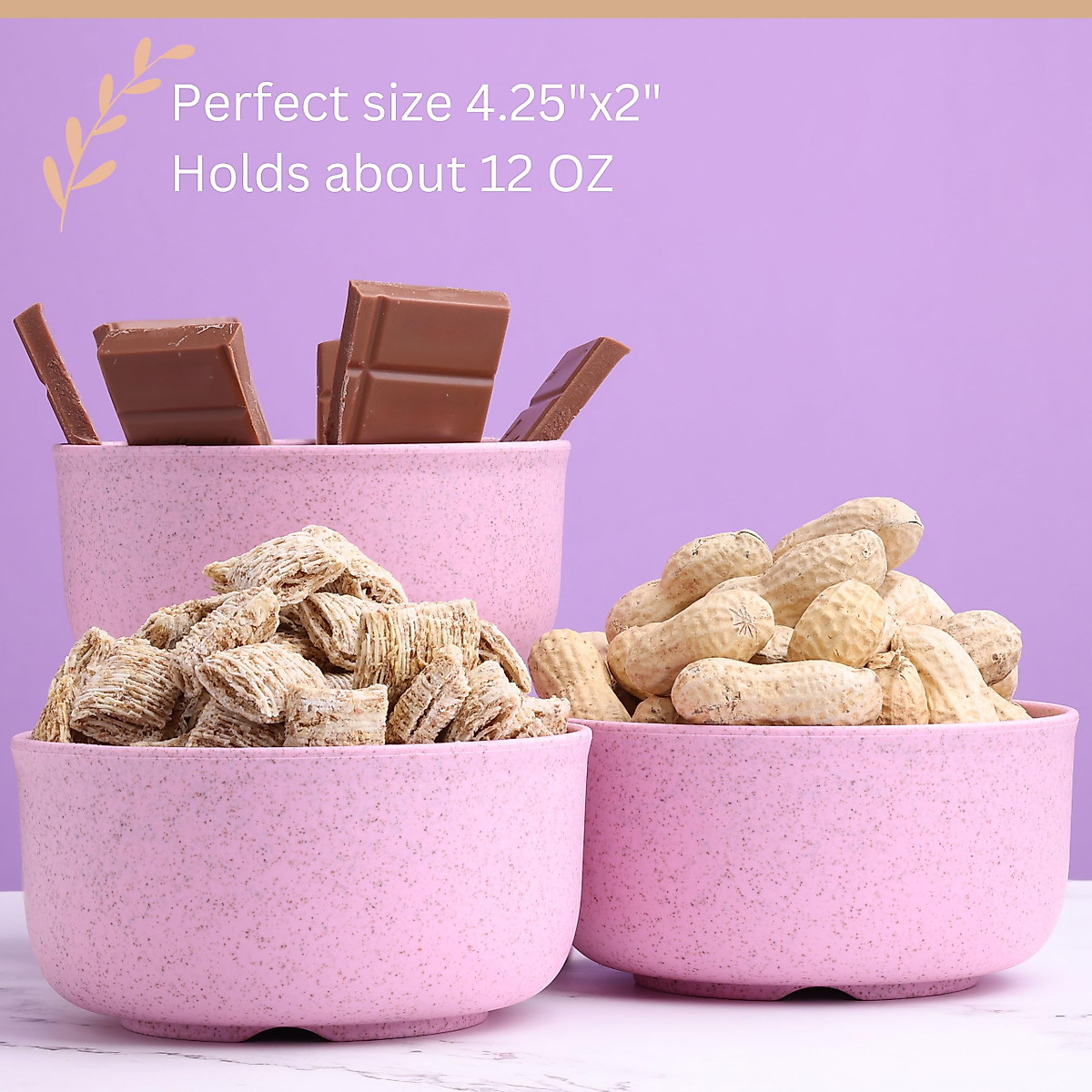 Wheat Straw Bowls Set of 4 Lightweight Reusable Plates - Microwave & Dishwasher Safe - Wheat Straw Dinnerware Sets - Cereal Bowl - Ramen Bowl Set - Soup bowls - Salad Bowl - Fruit Bowl