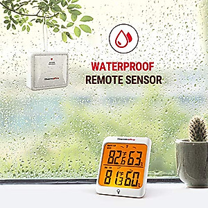 ThermoPro TP63B Indoor Outdoor Thermometer Wireless Hygrometer, 500FT Inside Outside Thermometer, Remote Temperature Monitor with Cold-Resistant Sensor, Outdoor Thermometers for Patio Home Greenhouse