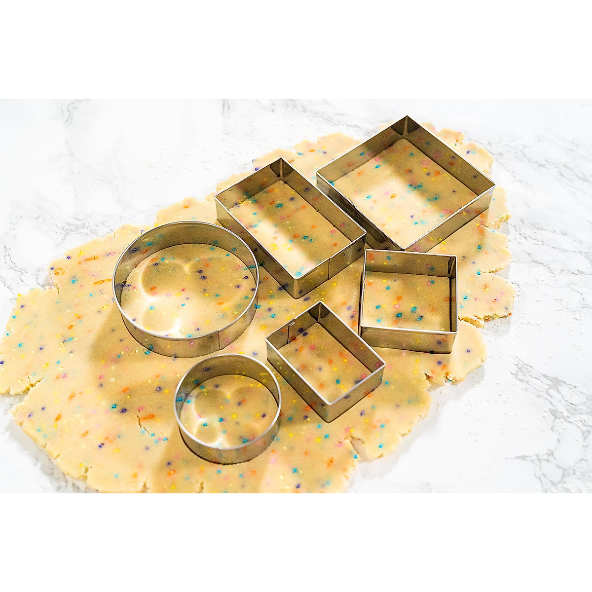 Bakerpan Stainless Steel Square Cookie Cutter Set, Square Biscuit Cutters for Baking (2 Inch & 3 Inch)