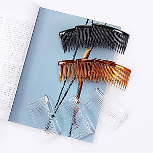 Lawie 30 Pack Clear Black Brown Small Plastic Side Hair Comb With Teeth Hairpins Grips for Women Bridal Wedding Veil Decorative Headpiece French Twist Updo Bun Accessories