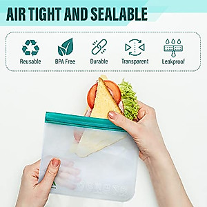Latest Sense Reusable Storage Bags, BPA-Free – 20 Pack Reusable Sandwich Bags with Drying Rack – Eco-Friendly Ziplock Storage Bags for Food, Snacks, Lunch – Leakproof Reusable Freezer Bags