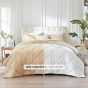 NexHome Twin Comforter Set - Khaki Comforter Twin Size Bedding Set - Soft Down Alternative Comforter Bed Set All Seasons 2 Pieces for Kids Boys Girls- 1 Comforter (68"x88") + 1 Pillow Sham (20"x26")