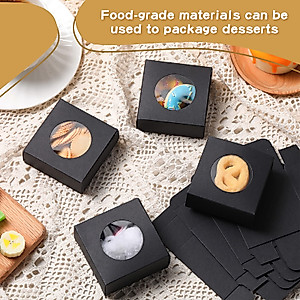 100 Pcs Soap Boxes Soap Wrappers Soap Packaging Candy Boxes Small Black Gift Box Small Cookie Boxes with Window 3x3x1 Gift Boxes for Homemade Soap Making Party Favor Packaging