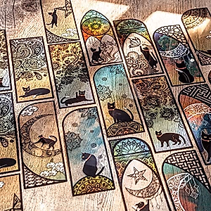 WAGA 6Pcs Retro Bookmarks PET Cute Black Cat Daily Series Reading Book Mark Page Stationery Kawaii Clips Markers Page Hand Account