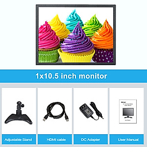 Miktver 10.5 inch Small Monitor, FHD IPS 1920x1280p HDMI Display Screen, Portable IPS Display for Gaming/Computer/CCTV Security Camera