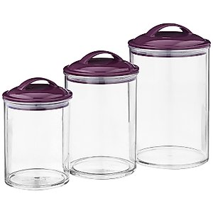 Calypso Basics by Reston Lloyd Acrylic Storage Canisters, Set of 3, Plum