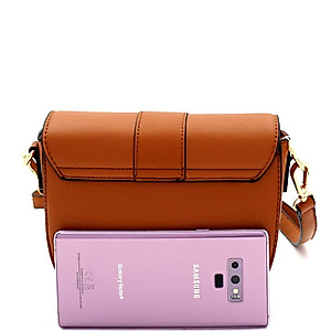 Trendeology Boho Tassel Braided Flap Vegan Leather Girls Womens Saddle Bag Crossbody Purse (Small Classy Saddle Crossbdy - Coral)