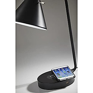 Adesso 4507-01 Maxine Desk Lamp Wireless Charging, 7W LED, 5W QI, USB Port, Indoor Lighting Lamps