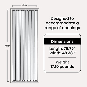 LTL Home Products EL4880S Elite Interior Accordion Folding Door, 48 x 80 Inches, Satin Silver