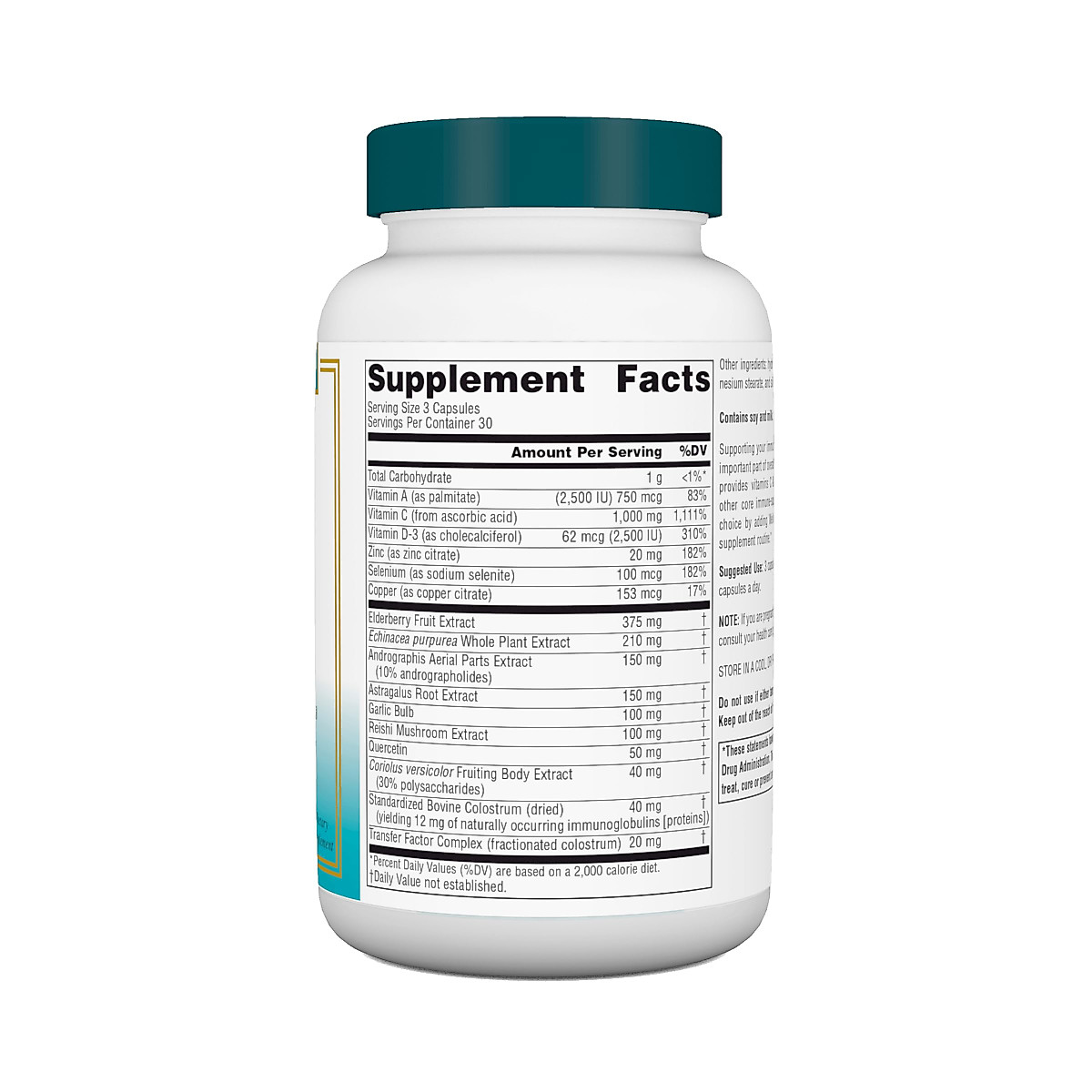 Source Naturals Wellness ImmuneSmart - for Core Daily Immune Support*, with Vitamins A, C, and D, Zinc, Elderberry, Echinacea, Andrographis, Turkey Tail and Garlic - 90 Capsules