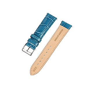 Timex 20mm Blue Croco Grain Leather Padded Stitched Leather Watch Band - Unisex - Fits Weekender